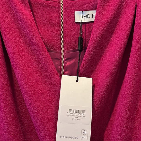 The Fold London | Dresses | The Fold London Hathaway Dress Magenta Sculpt Stretch Crepe Nwt ...
